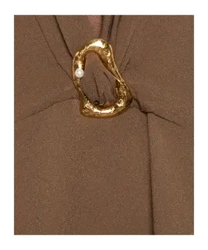 FORTE_FORTE Hammered-ring Draped Top - Brown
