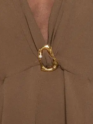 FORTE_FORTE Hammered-ring Draped Top - Brown