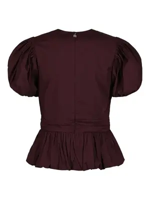 ROTATE BY BIRGER CHRISTENSEN Puff Sleeve Peplum Top - Black