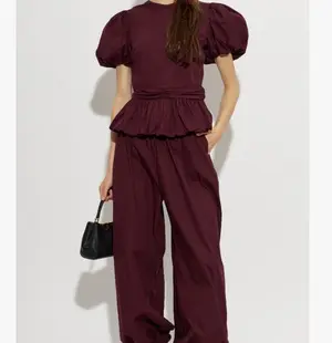 ROTATE BY BIRGER CHRISTENSEN Puff Sleeve Peplum Top - Black