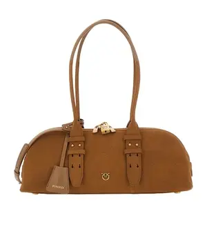 Pinko Shoulder Bag Bowling Horizontal Big - Brown