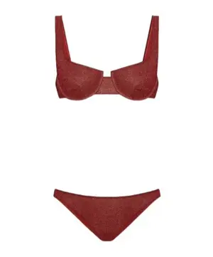 Oseree Sequined Bikini Set - Red