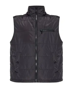 Versace Stand Up Collar Down Vest - Black