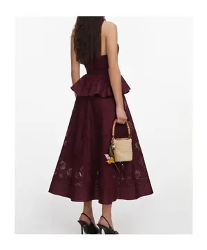SELF-PORTRAIT Floral-embroidered Midi Dress