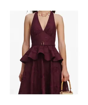 SELF-PORTRAIT Floral-embroidered Midi Dress