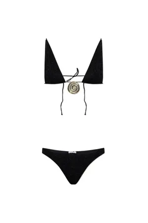 Oseree Lace-up Two-piece Swimsuit - Black
