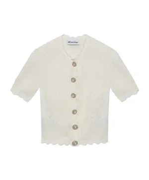 SELF-PORTRAIT Openwork Knit Top - White
