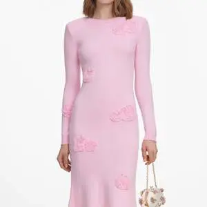 SELF-PORTRAIT Flower Knit Midi Dress