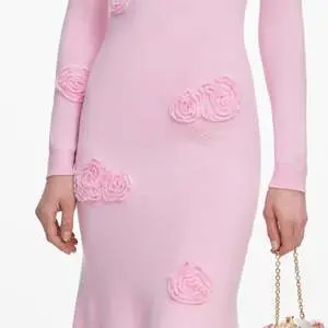 SELF-PORTRAIT Flower Knit Midi Dress