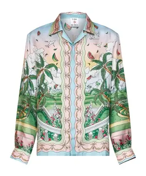 Casablanca Laduree-print Cuban-collar Shirt - Multicolor