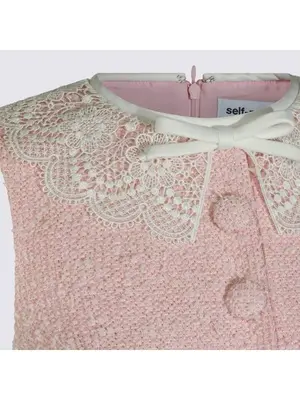 SELF-PORTRAIT Boucle Lace Collar Mini Dress - Pink