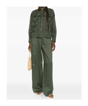 Max Mara Cali Embroidered Long-sleeve Shirt - Green