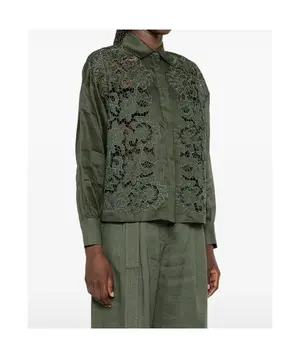 Max Mara Cali Embroidered Long-sleeve Shirt - Green