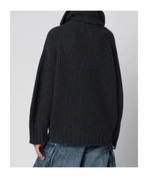 Attico Dark Grey Wool And Cashmere Sweater With Zip