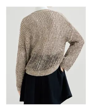 Brunello Cucinelli Chiné Net Sweater In Silk And Linen