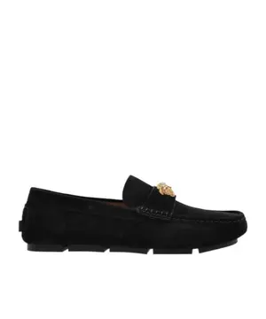 Versace Medusa Plaque Slip-on Loafers - Black
