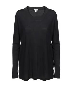 JAMES PERSE Long-sleeved Cotton Jersey T-shirt - Black