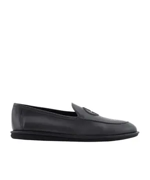 Giorgio Armani Almond Toe Slip-on Loafers - Black
