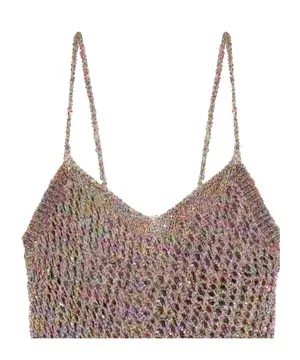 LANEUS Sequin Embellished Spaghetti Strap Maxi Dress