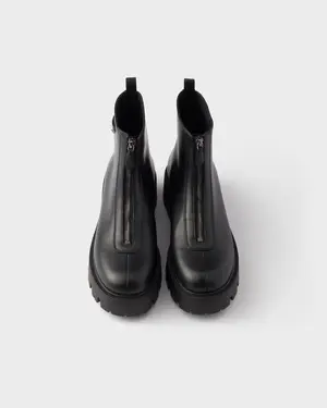 Prada Leather Zipper Booties