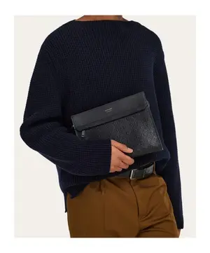 FERRAGAMO Embossed Monogram Wristlet Bag