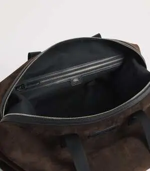 Brioni Cashmere Suede Via Veneto Duffle Bag - Brown