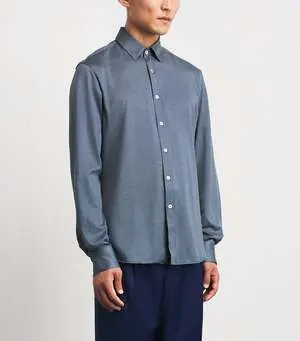 Canali Cotton-lyocell Jersey Shirt - Blue