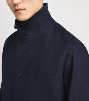 LARDINI Wool-cashmere Check Chore Jacket