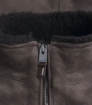 Canali Suede Shearling-collar Padded Gilet
