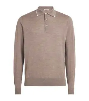 FIORONI CASHMERE Virgin Wool Long-sleeve Polo Shirt