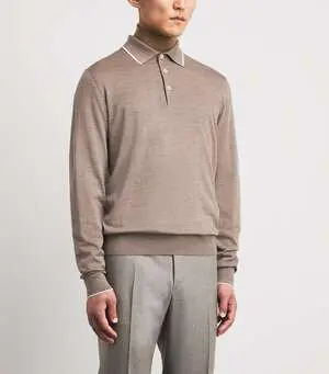 FIORONI CASHMERE Virgin Wool Long-sleeve Polo Shirt