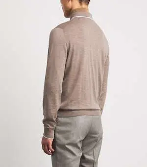 FIORONI CASHMERE Virgin Wool Long-sleeve Polo Shirt