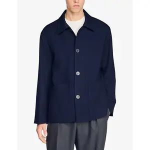Sandro Buttoned Long-sleeve Wool Worker Jacket