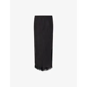 Dissh Andrea Lace-trim Woven Midi Skirt - Black