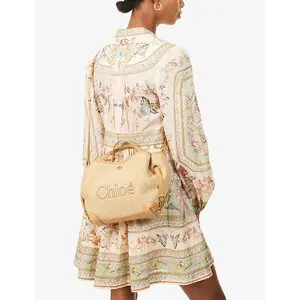 Chloé Clover Small Raffia-effect Shoulder Bag