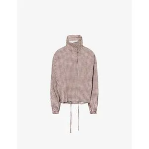 RU & ROCKA Gingham-print Cotton Jacket - Brown