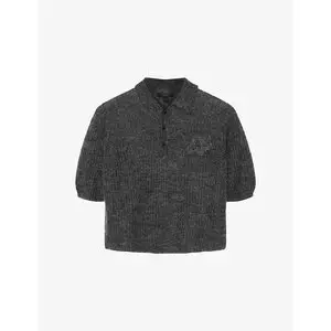 ALLSAINTS Anabel Short-sleeved Knitted Polo Top - Graphite Grey