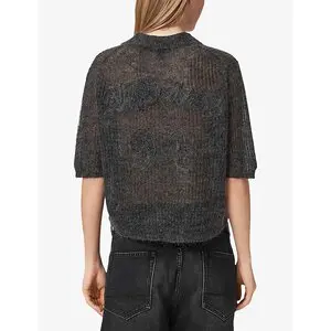 ALLSAINTS Anabel Short-sleeved Knitted Polo Top - Graphite Grey