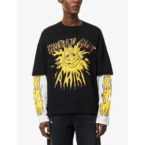 Amiri Burnt Out Layered-sleeve Cotton-jersey T-shirt