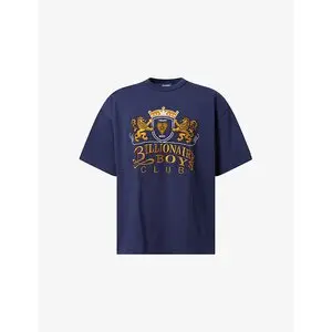BILLIONAIRE BOYS CLUB Embroidered Crest Logo Cotton-jersey T-shirt - Navy