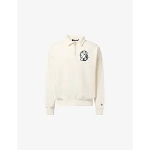 BILLIONAIRE BOYS CLUB Arch Logo Washed Quarter-zip Cotton-jersey Sweatshirt - Ecru