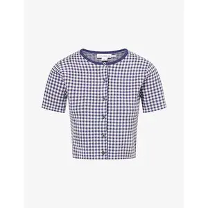 Good American Keepsake Gingham-print Woven Cardigan