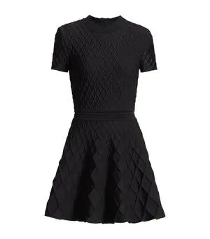 Balmain Geometric Knit Flared Mini Dress