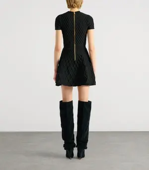 Balmain Geometric Knit Flared Mini Dress