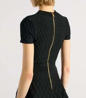Balmain Geometric Knit Flared Mini Dress