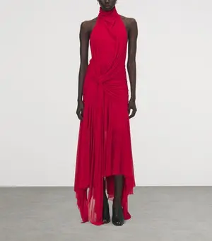Alexander McQueen Asymmetric Draped Maxi Dress