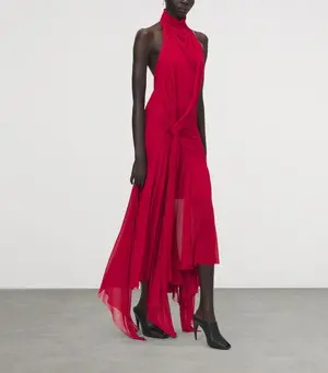 Alexander McQueen Asymmetric Draped Maxi Dress