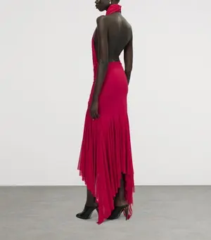 Alexander McQueen Asymmetric Draped Maxi Dress