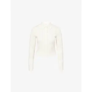 Good American The Ladder Ribbed Woven Cardigan - Chalk