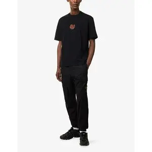 Stone Island Vertical Logo-print Short-sleeve Cotton-jersey T-shirt - Black